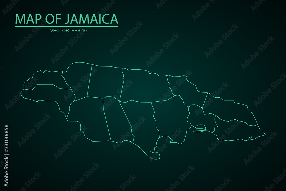 A Map of the country of Jamaica, jamaica map - blue pastel graphic ...