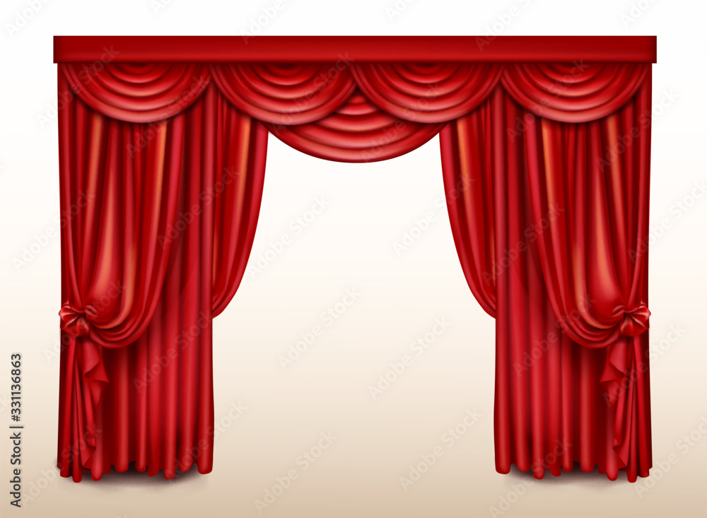 Red stage curtain for theater, realistic opera scene drape vector ...