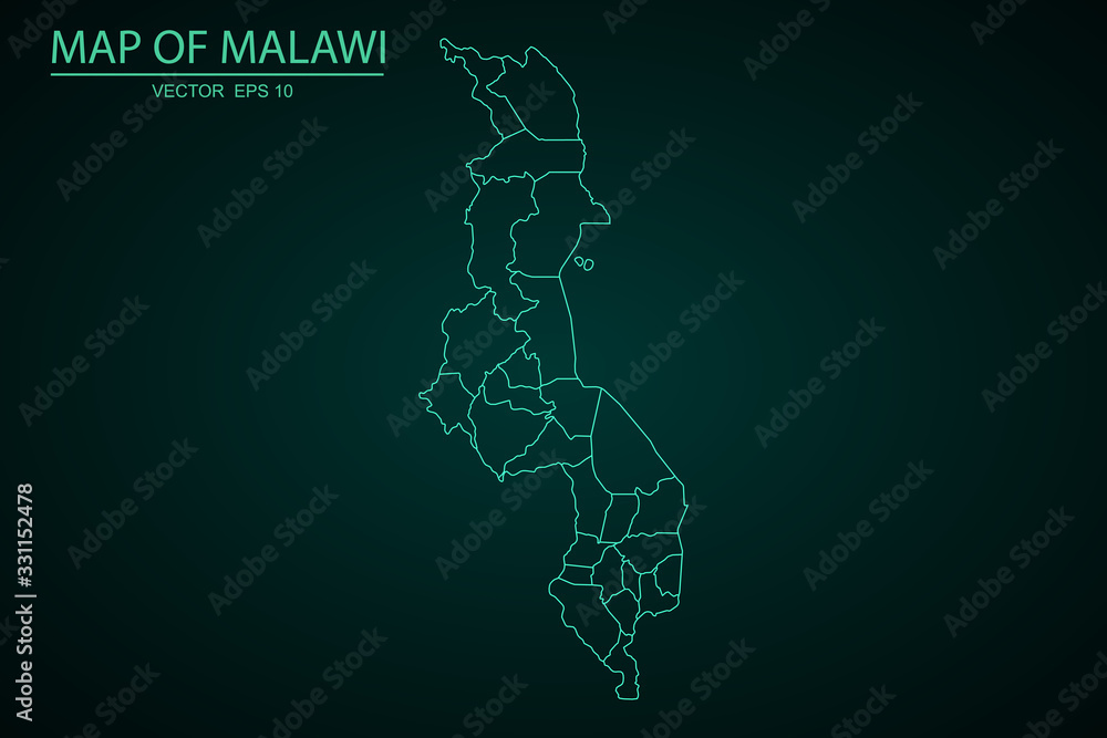 High detailed blue vector map - Malawi,Malawi map filled with light ...