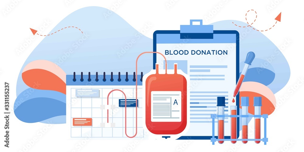 Medical blood test flat concept. Chemical laboratory analysis, medical ...
