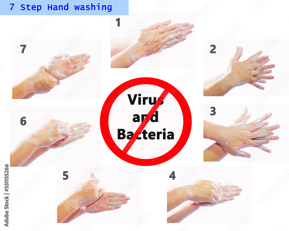 7-Step hand washing to protect against viruses and bacteria Stock Photo ...