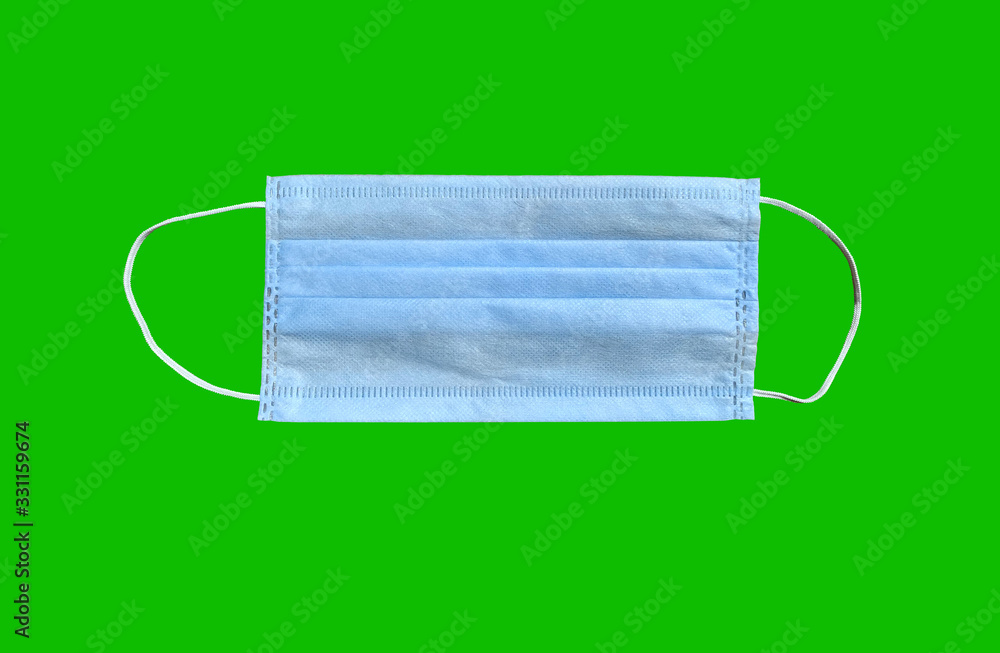 Surgical Face mask used to prevent COVID 19 Coronavirus with green ...