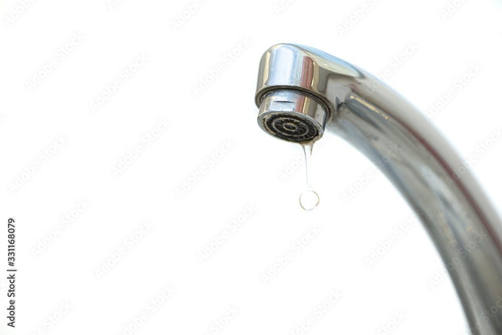 water dripping from the tap and isolated white background Stock Photo ...