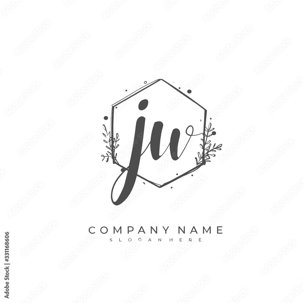 Handwritten initial letter J W JW for identity and logo. Vector logo ...