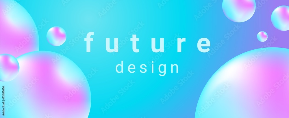 Horizontal banner with abstract sphere shapes. Modern design with ...