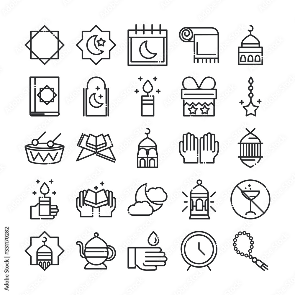 celebration ramadan arabic islamic celebration line style icon Stock ...