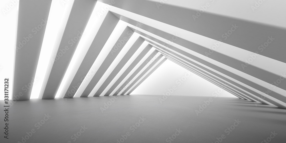 Abstract of concrete interior with the light cast shadow on the wall ...