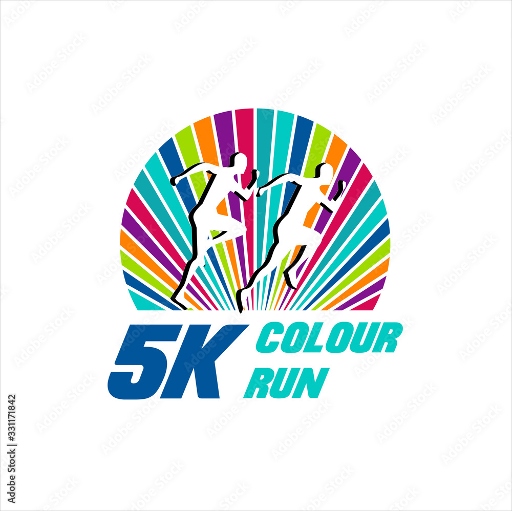 5K Run Logo Design vector Stock symbol .Colour run , Running logo sport ...