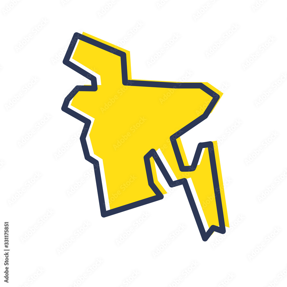 Stylized simple yellow outline map of Bangladesh Stock Vector | Adobe Stock