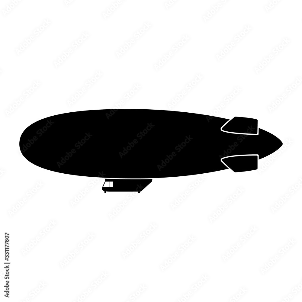 Vector blimp aircraft. Airship, dirigible balloon side view. Vector ...