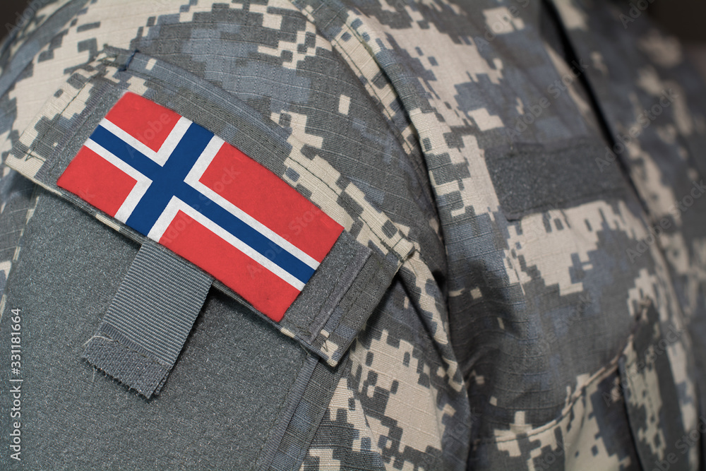 Norway army uniform patch flag on soldiers arm. Military Concept Stock ...