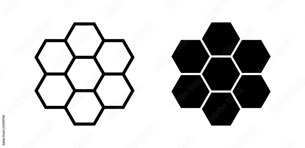 Honeycomb Icon Vector Black Silhouette and Outline Isolated on White ...