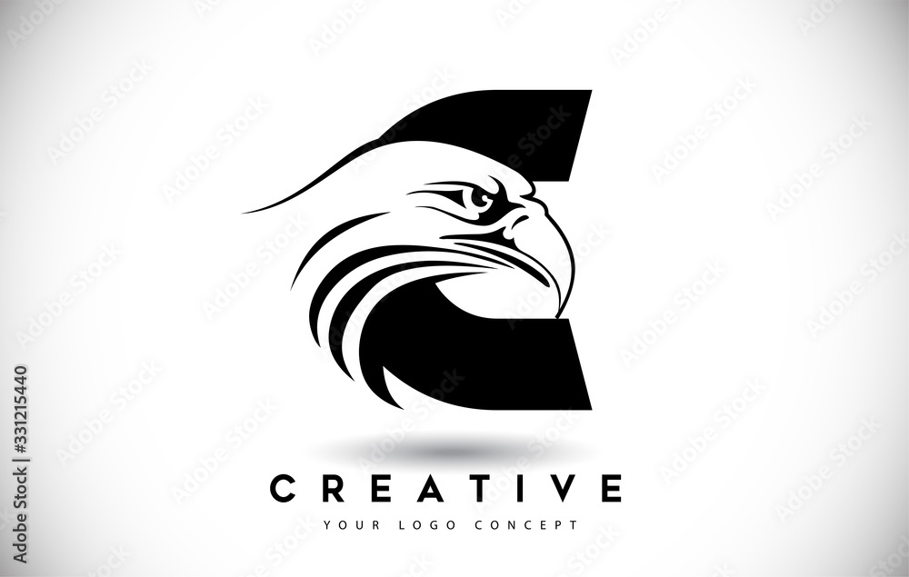 Letter C Eagle Logo with Creative Eagle Head Vector Illustration. Stock ...