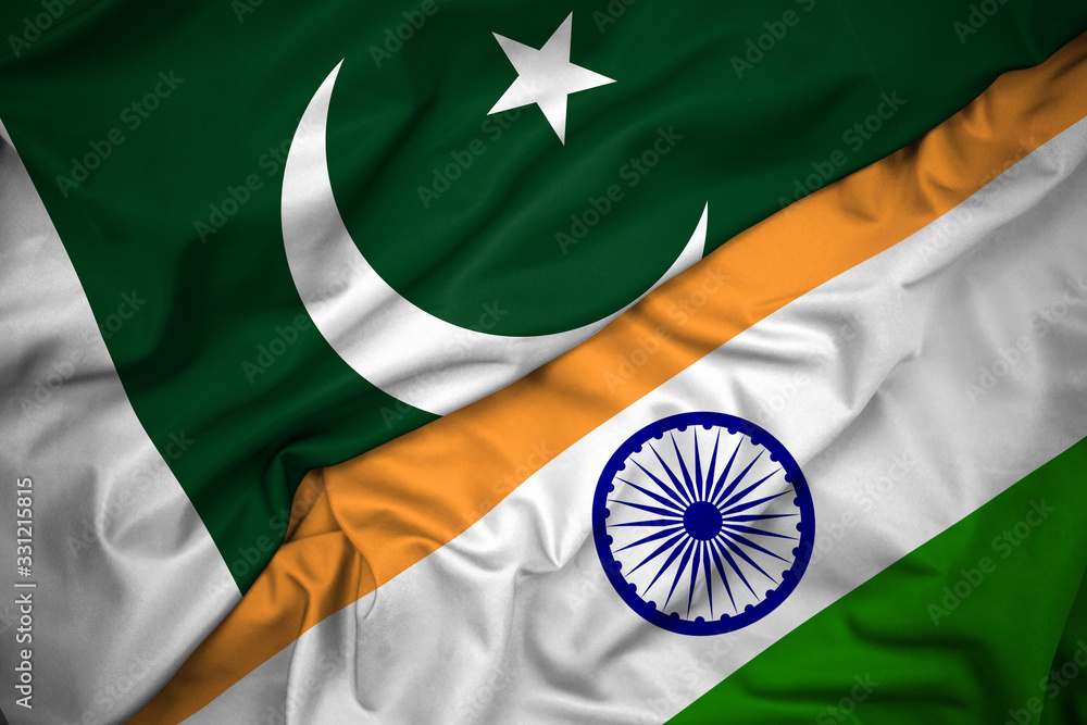 Pakistan India flags. Diplomacy, borders and territorial concept. Image ...