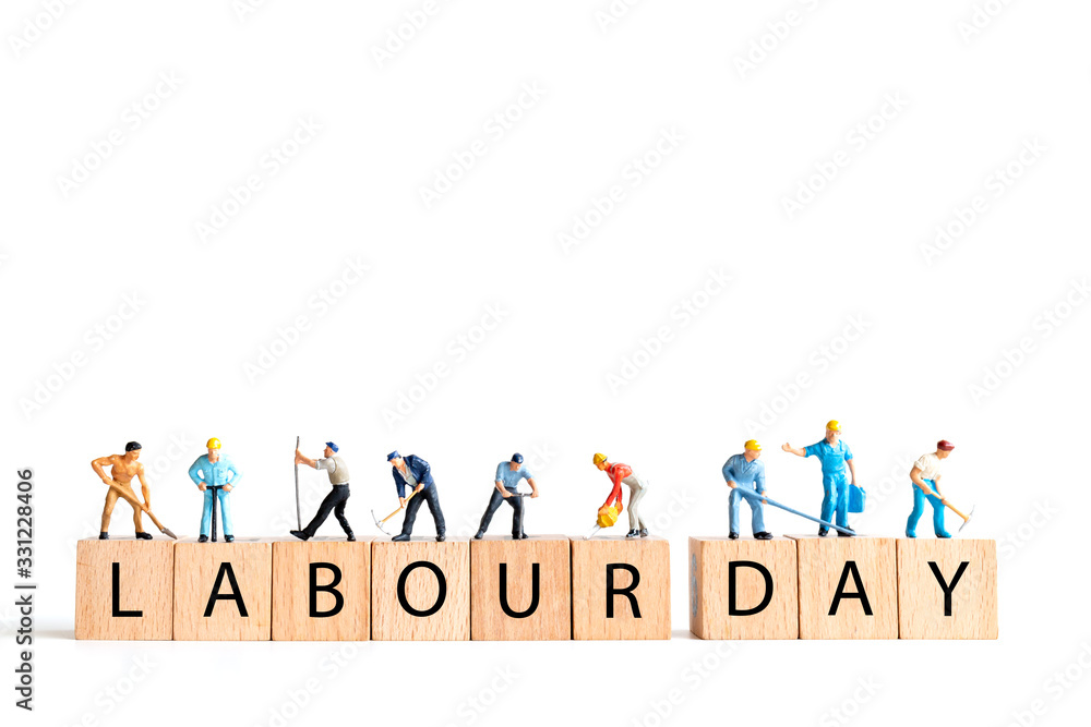 Worker team standing on white background and copy space for your text ...