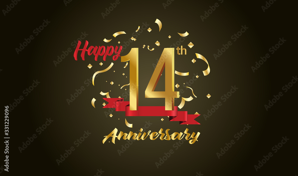 Anniversary celebration background. with the 14th number in gold and ...