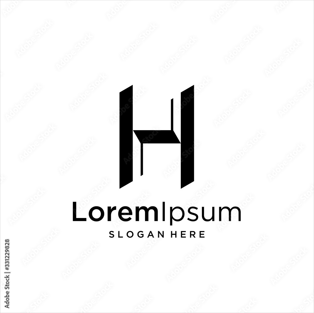Abstract Letter H logo design template. Line vector symbol, Letter H ...