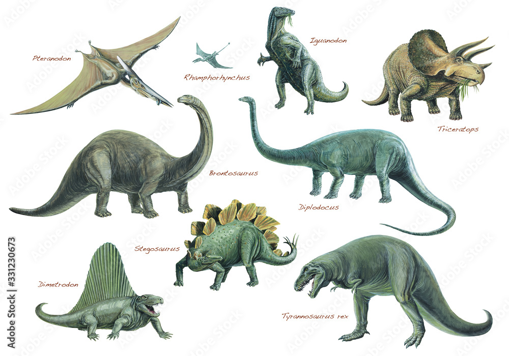 Dinosaur Montage Stock Illustration | Adobe Stock