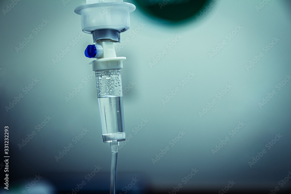 Set IV fluid intravenous drop saline drip in a hospital room Stock ...
