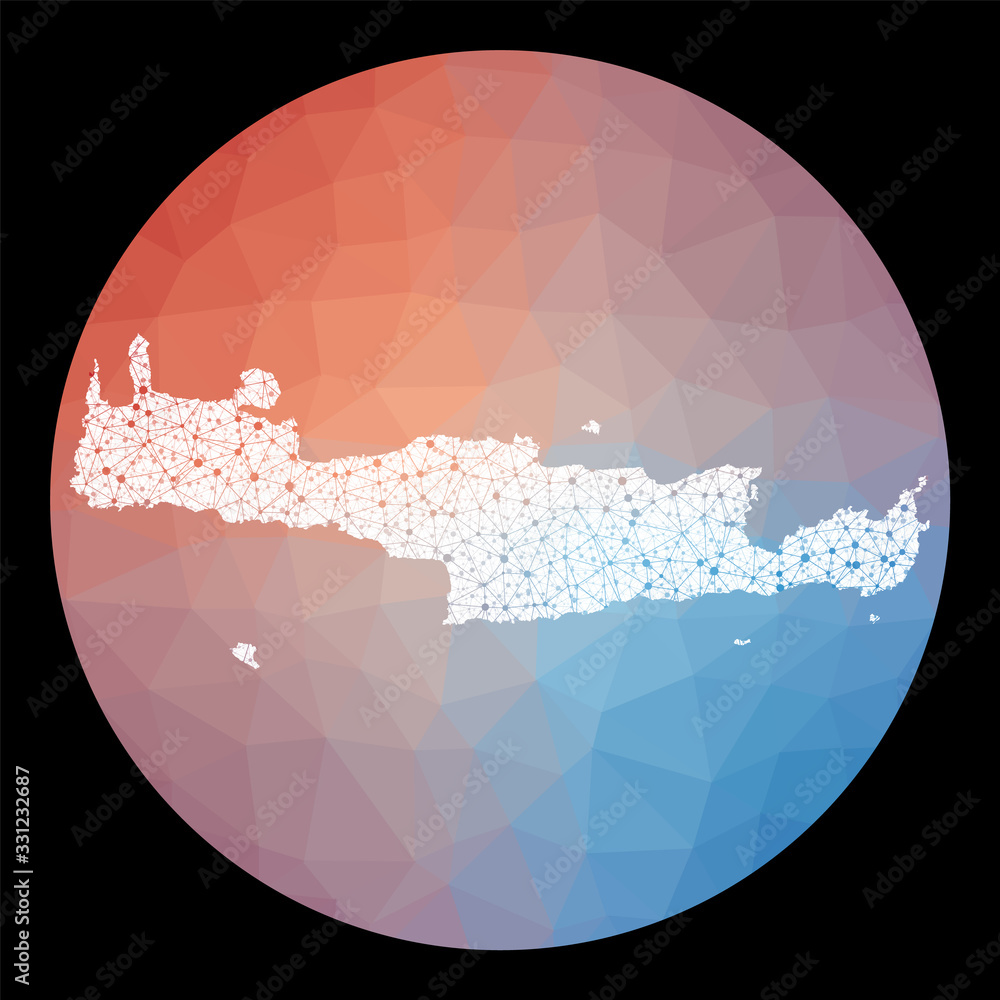 Vector network Crete map. Map of the island with low poly background ...