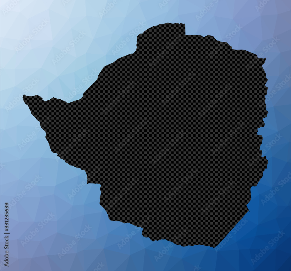 Zimbabwe geometric map. Stencil shape of Zimbabwe in low poly style ...