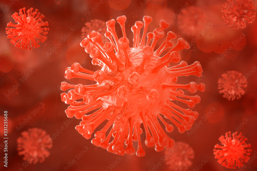COVID-19, Corona disease infection medical illustration showing the ...