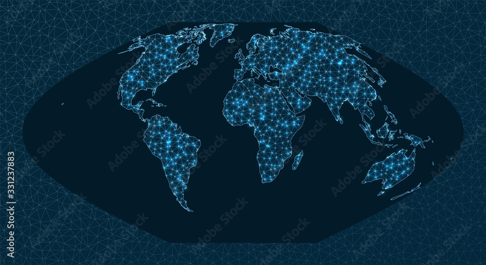 Internet and global connections map. Mt Flat Polar Sinusoidal ...
