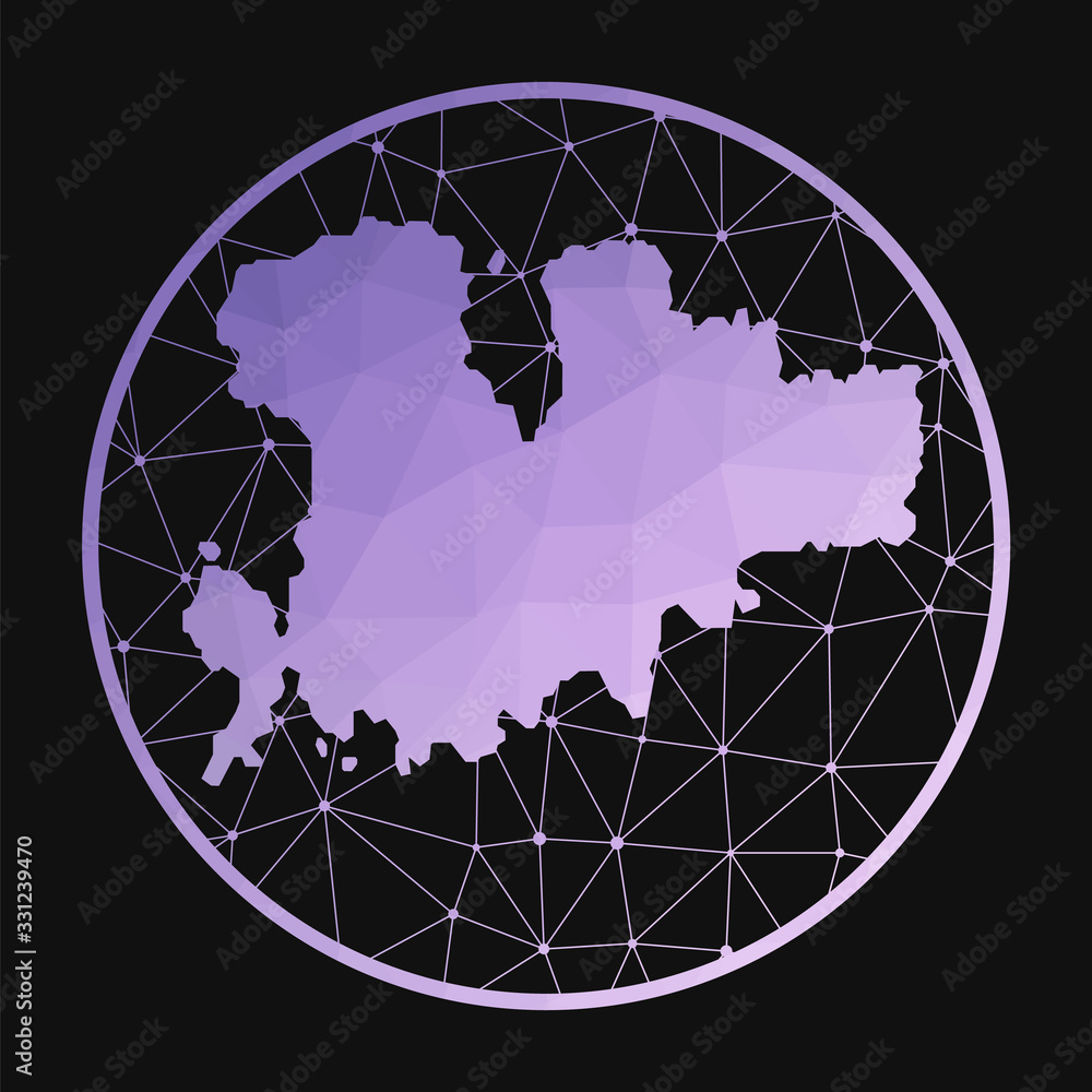 Mykonos icon. Vector polygonal map of the island. Mykonos icon in ...