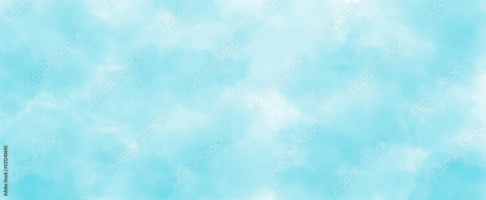 Light blue watercolor background hand-drawn with copy space for text ...