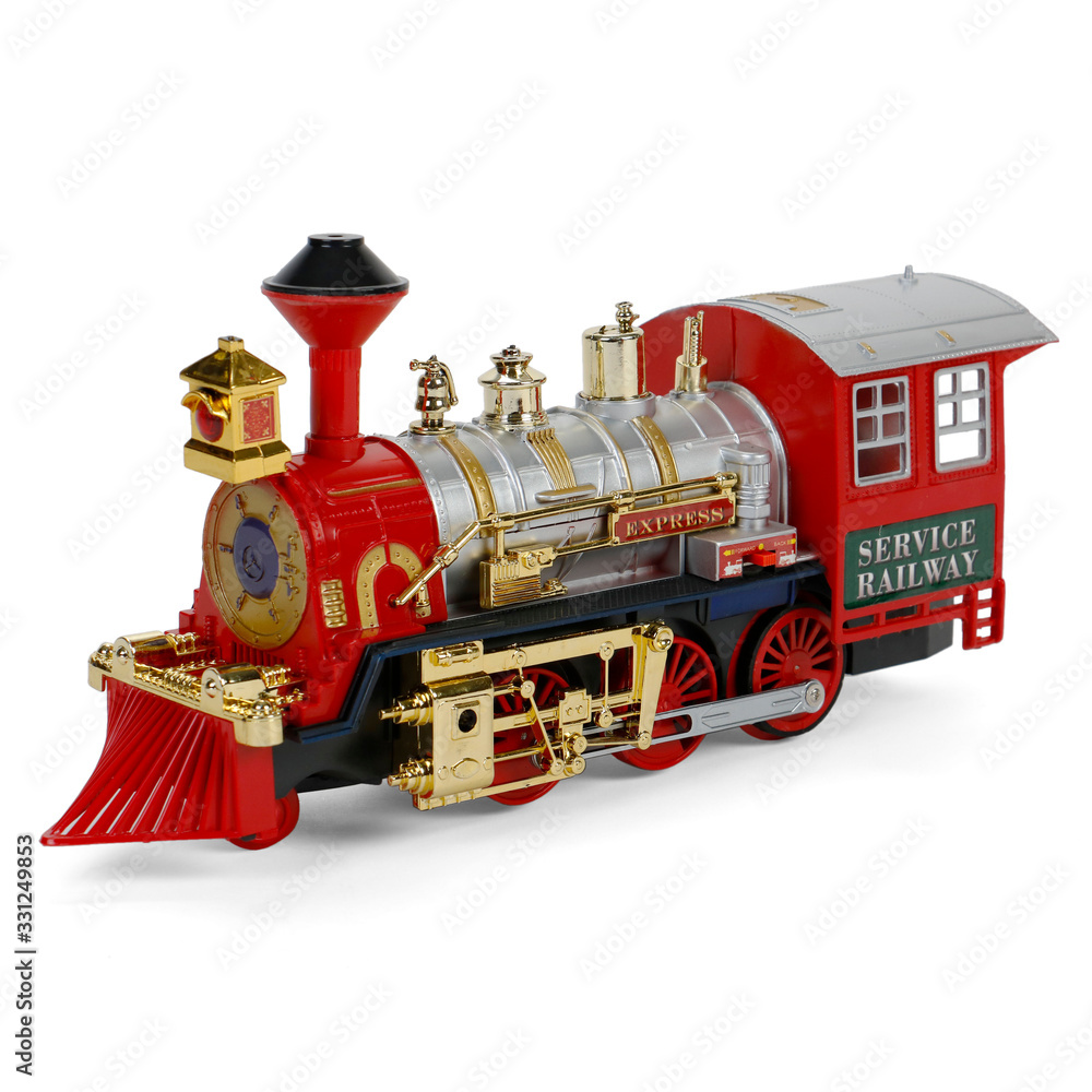 Toy train locomotive isolated on white background Stock Photo | Adobe Stock