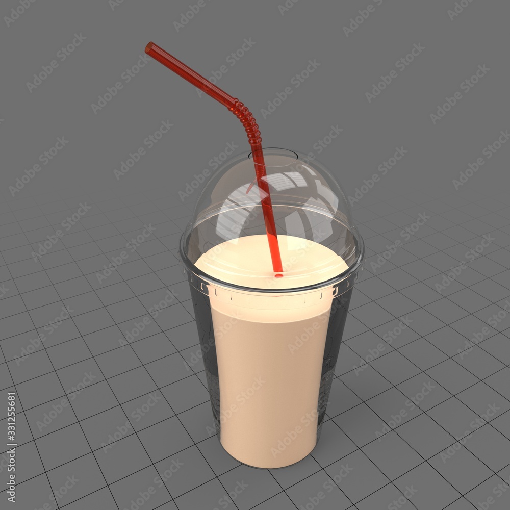 Plastic milkshake cup with straw Stock 3D asset | Adobe Stock