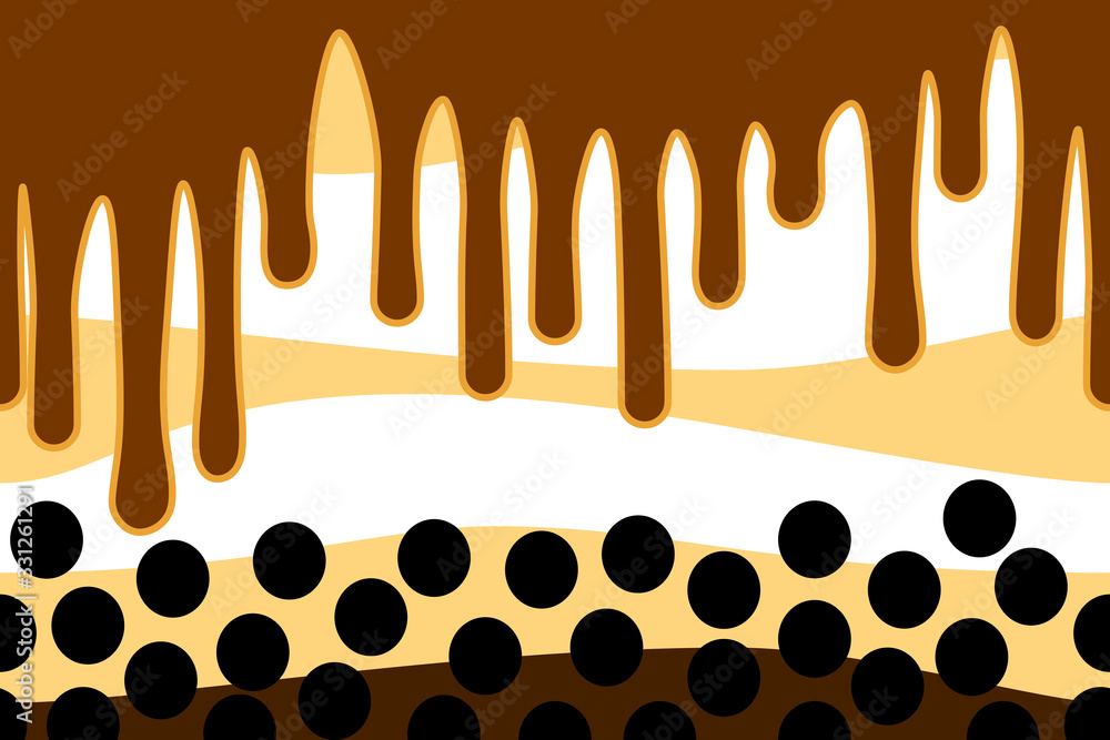 Close up of doodle bubble tea, pearl milk tea or boba tea seamless ...