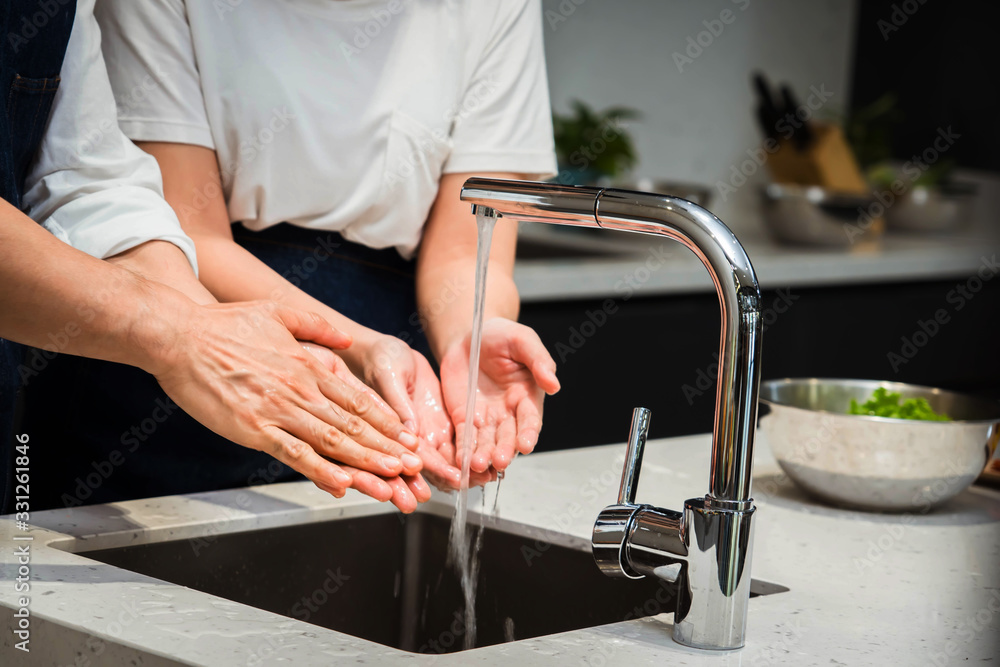 Washing hands.Protection of the virus by frequent hand washing.Hand ...
