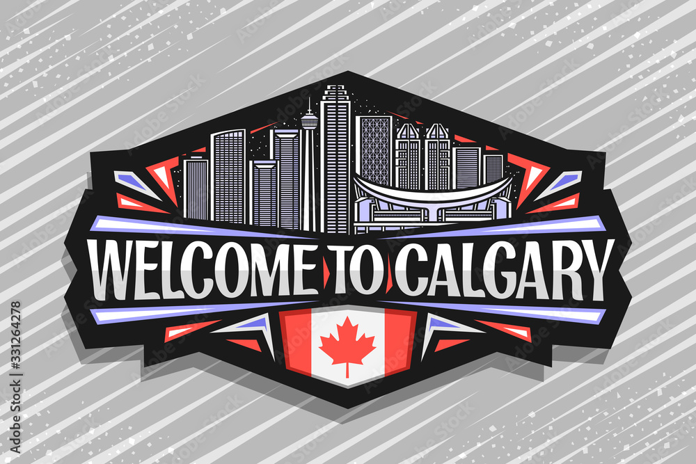 Vector logo for Calgary, black decorative badge with line illustration ...