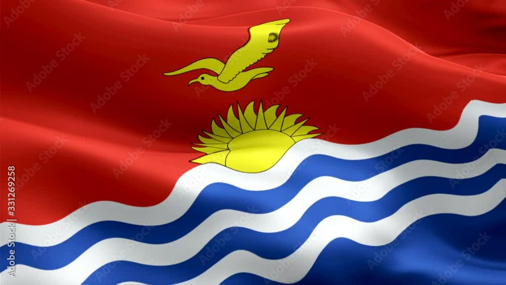 Kiribati flag Motion Loop video waving in wind. Realistic ‎Kiribatian ...