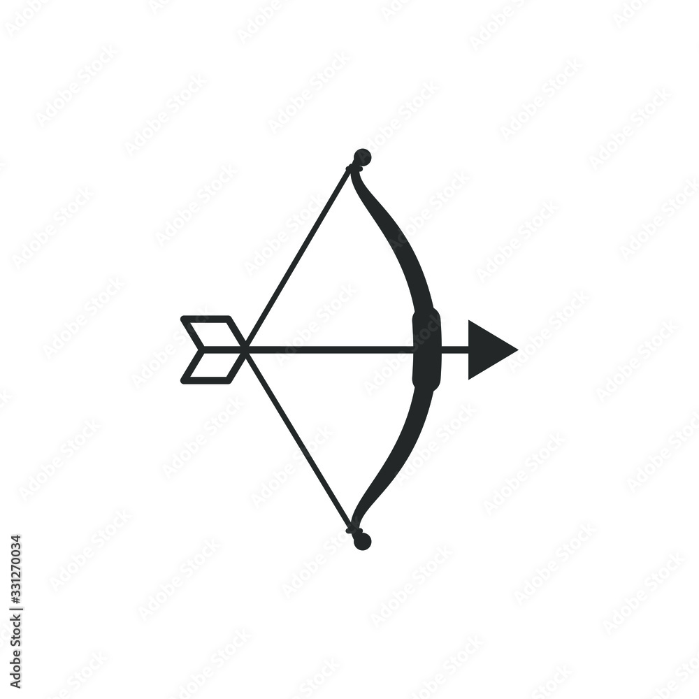 Bow and Arrow icon template color editable. Archery symbol vector sign ...