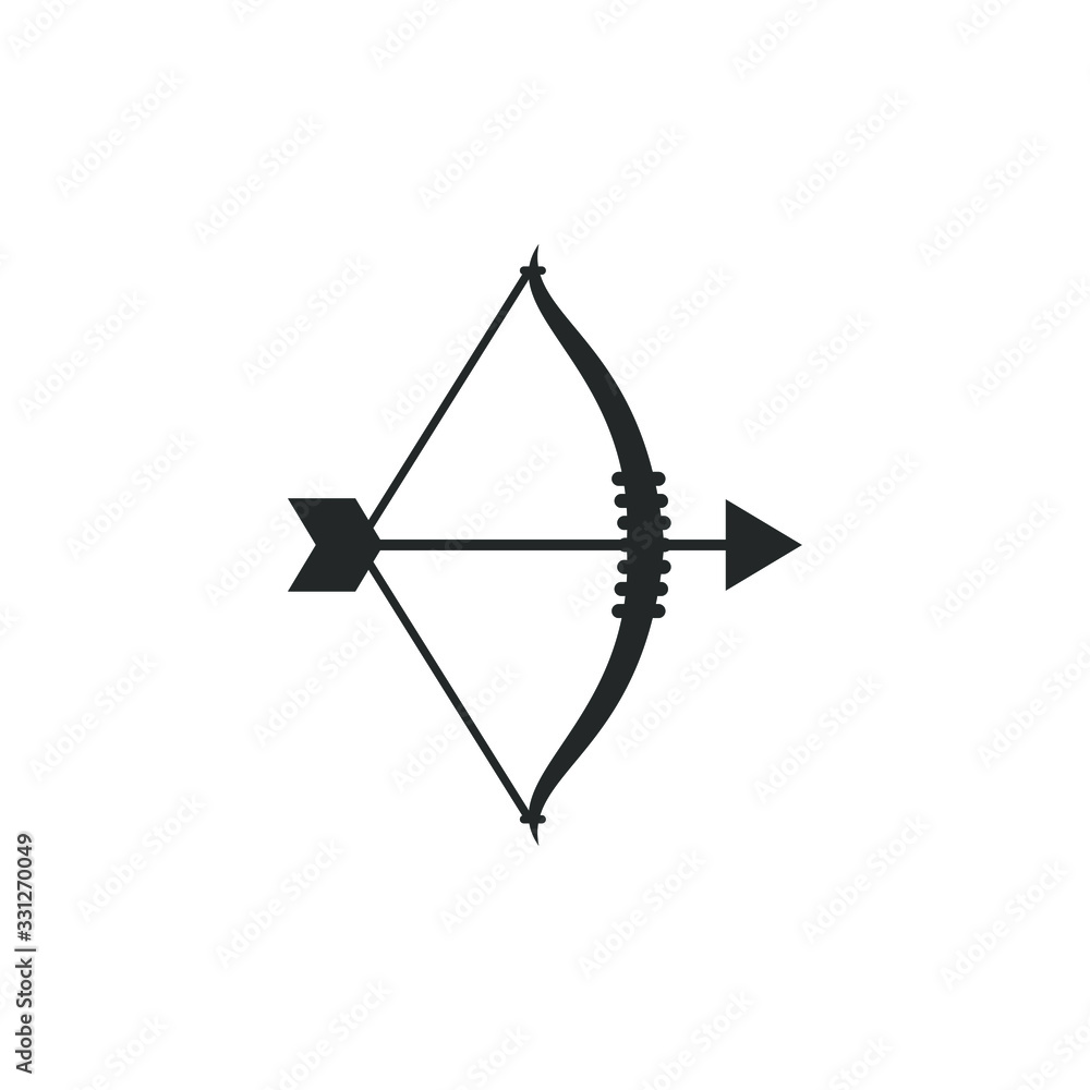 Bow and Arrow icon template color editable. Archery symbol vector sign ...