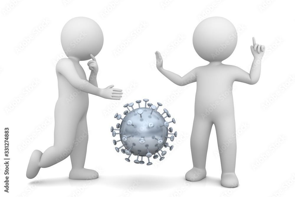 Covid-19 Coronavirus social distancing no contact avoid handshake touch ...