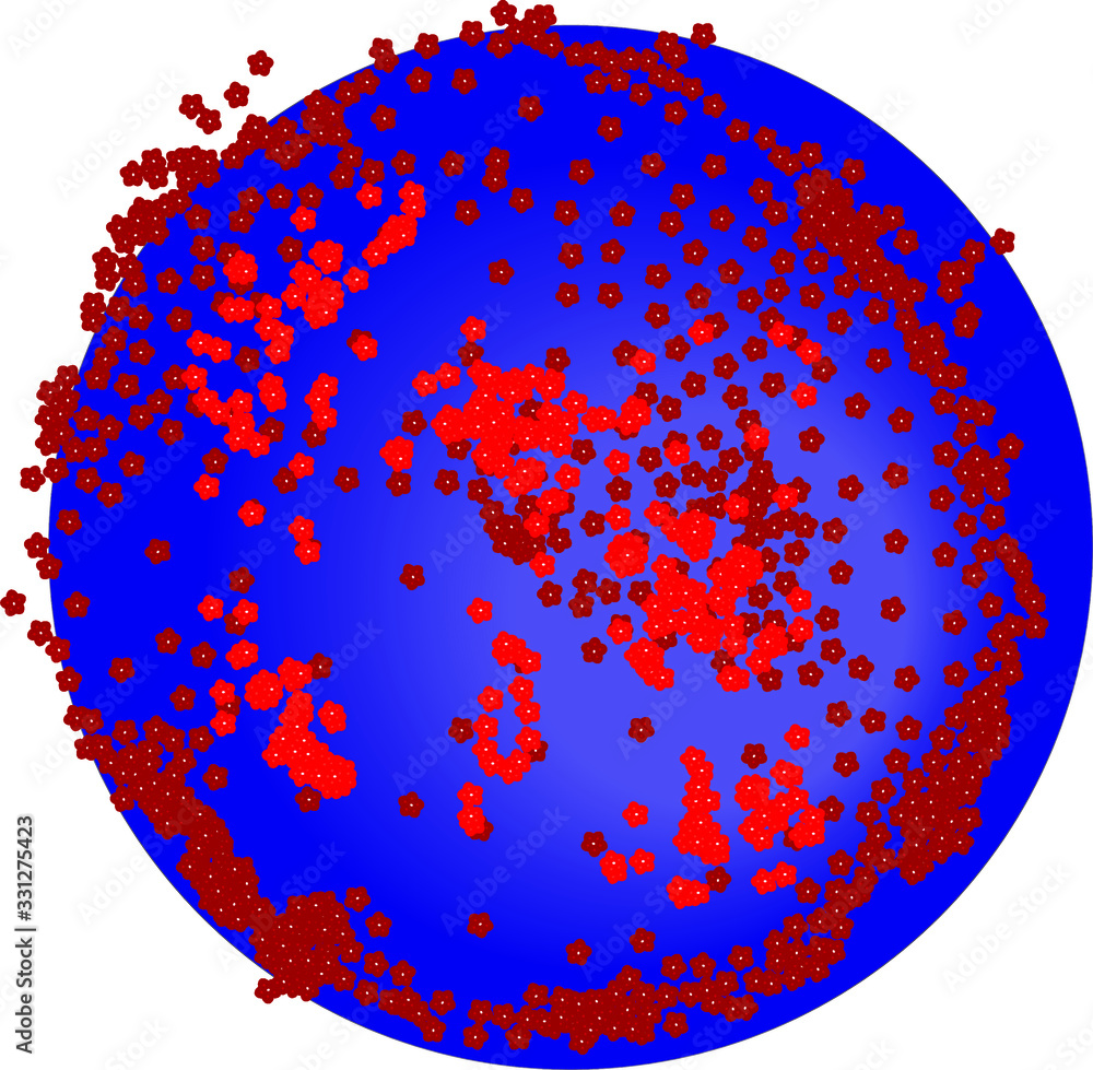 Pandemy earth in trouble of coronavirus covid 19 abstract symbolic map ...