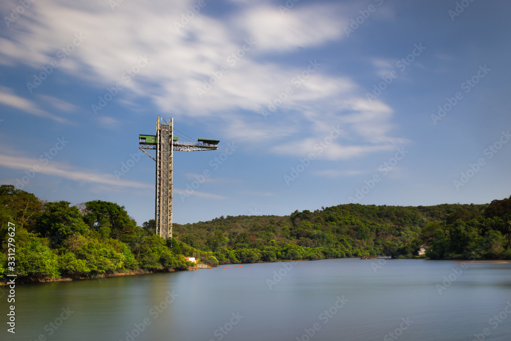 Long exposure Landscape image of Mayem Lake in Goa with the bungee ...