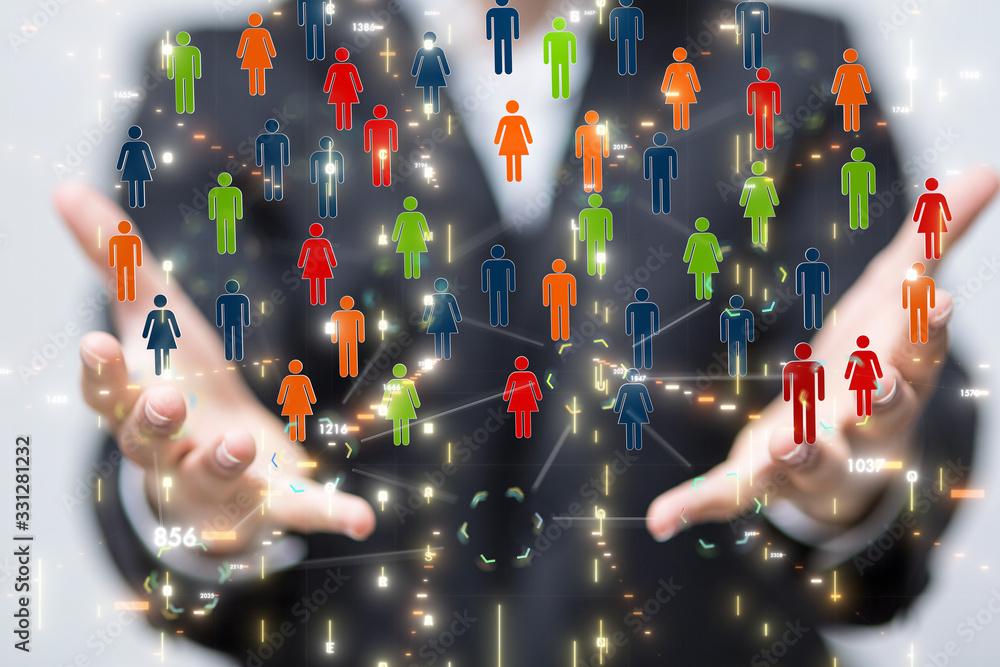 Big data visualization. Network connection structure Stock Photo ...