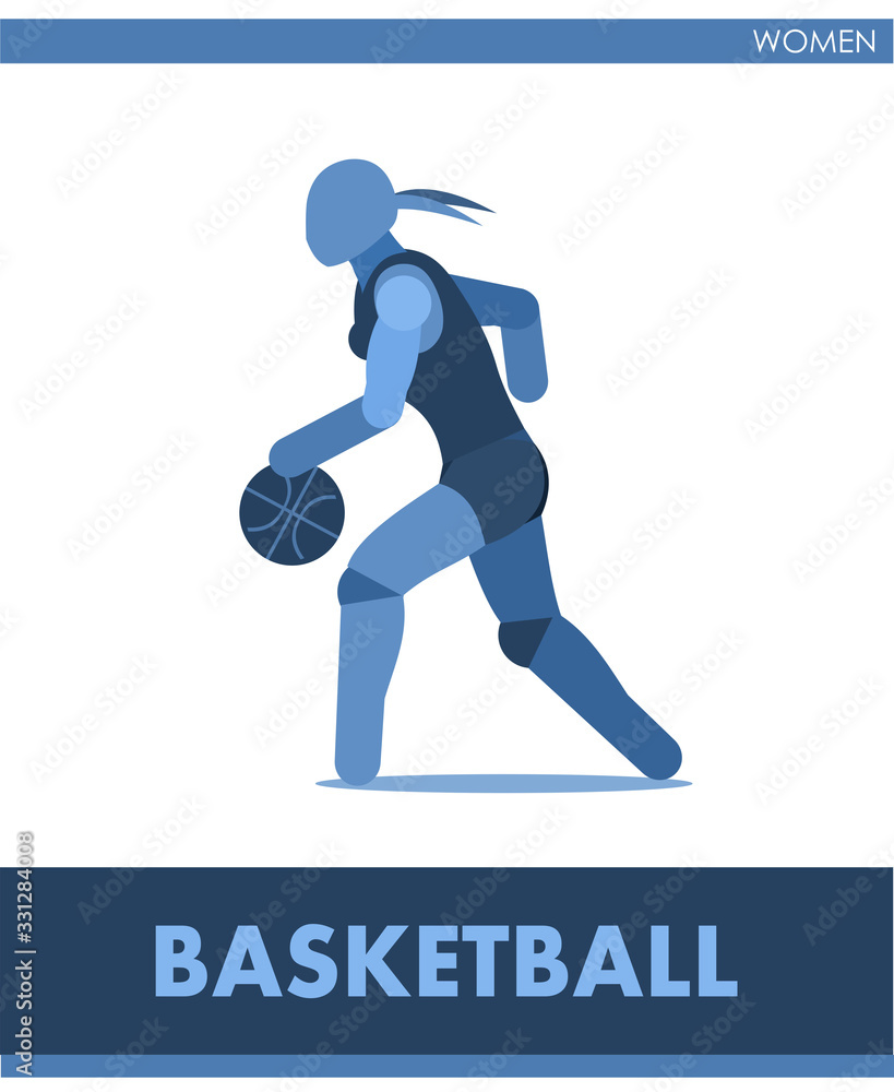 Female basketball icon vector. A woman is playing basketball. Pictogram ...