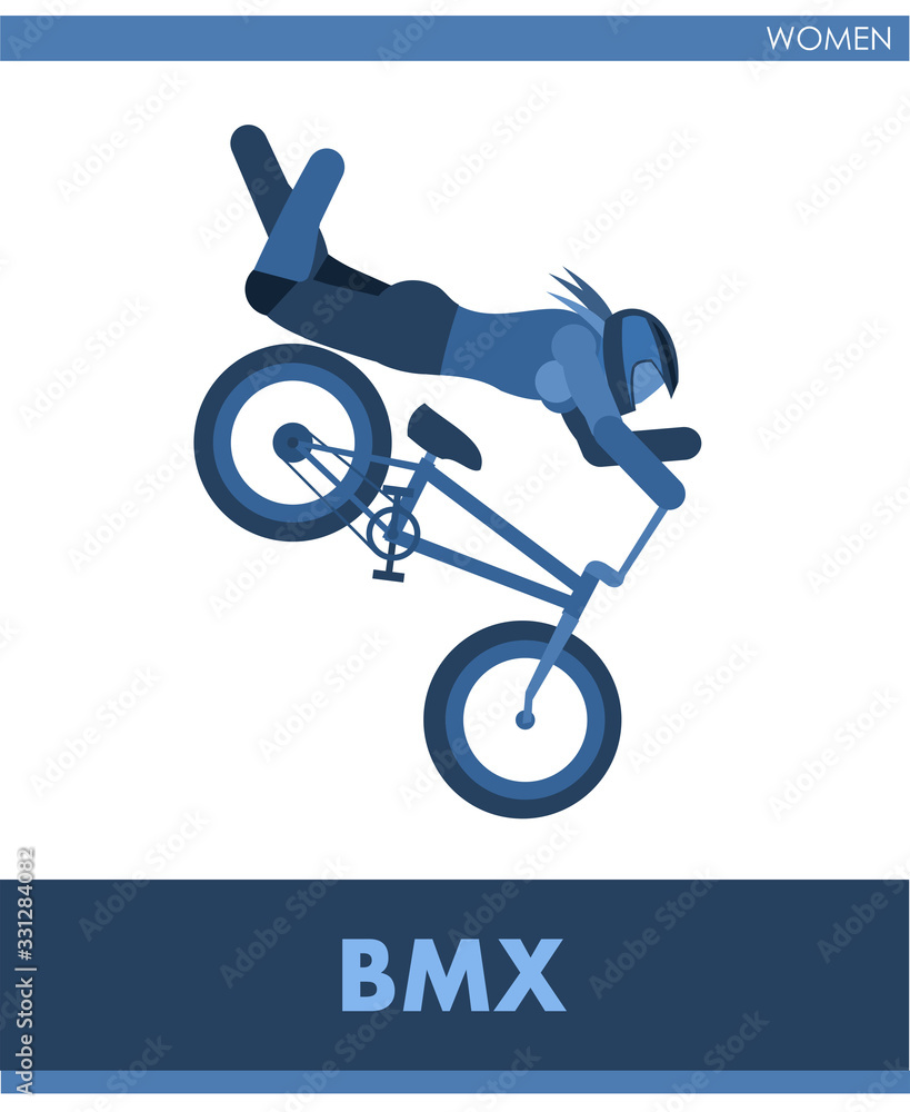 Female BMX icon vector. A woman is competing on a bicycle. Pictogram ...