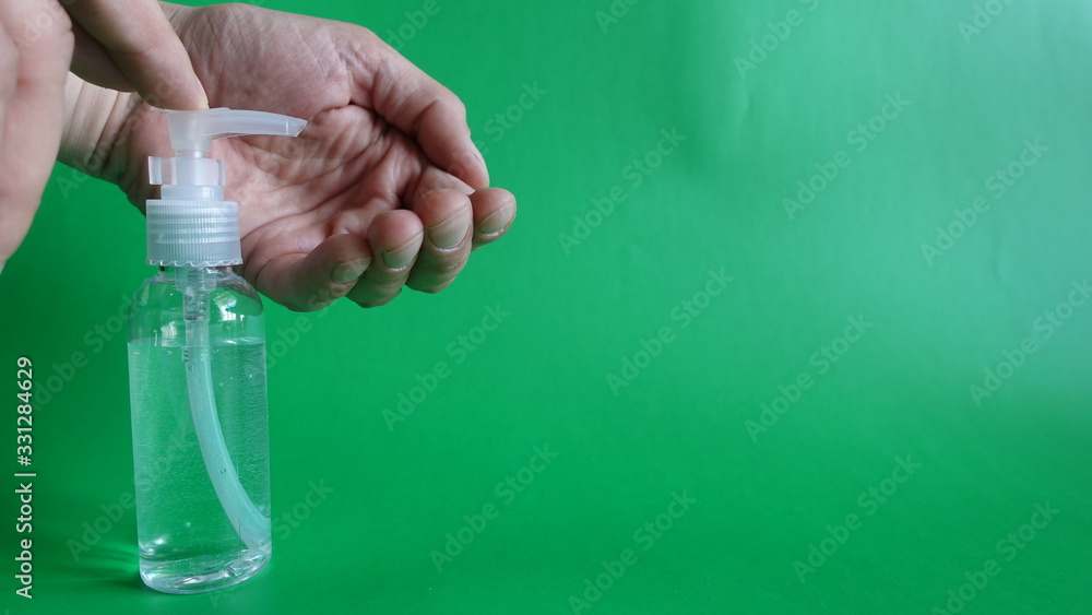 Using Hand Sanitizer Hygience Concept Green Screen Background Stock ...