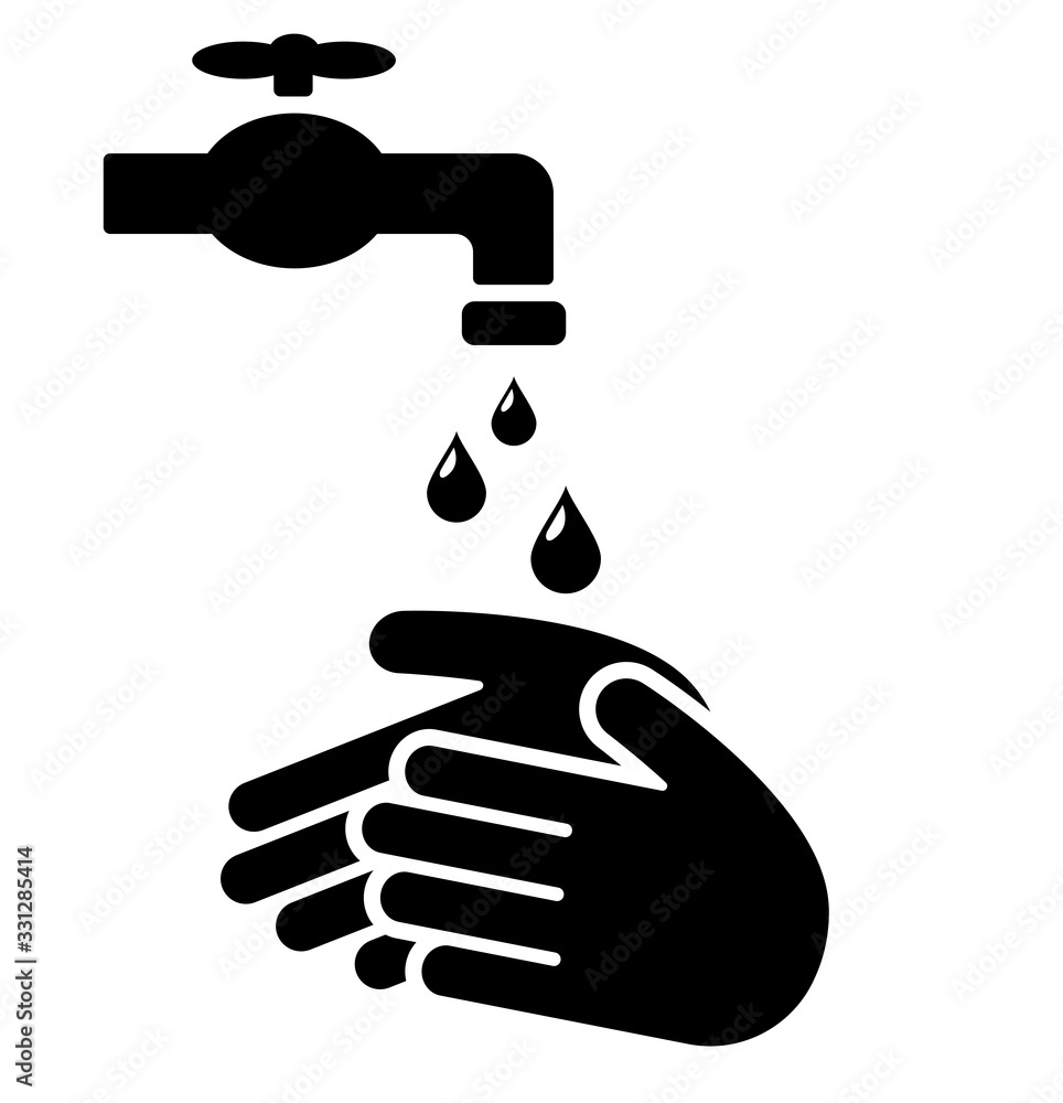 Wash Hands icon isolated on white background. Washing hands sign ...