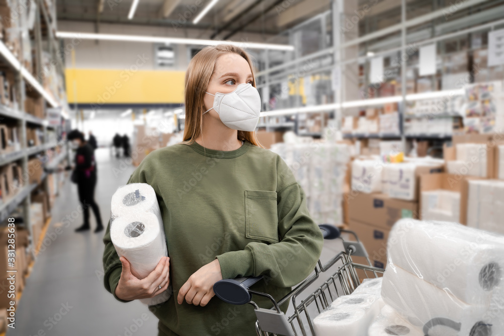 Toilet paper shortages amid panic throughout the world due to the influenza epidemic and the ...