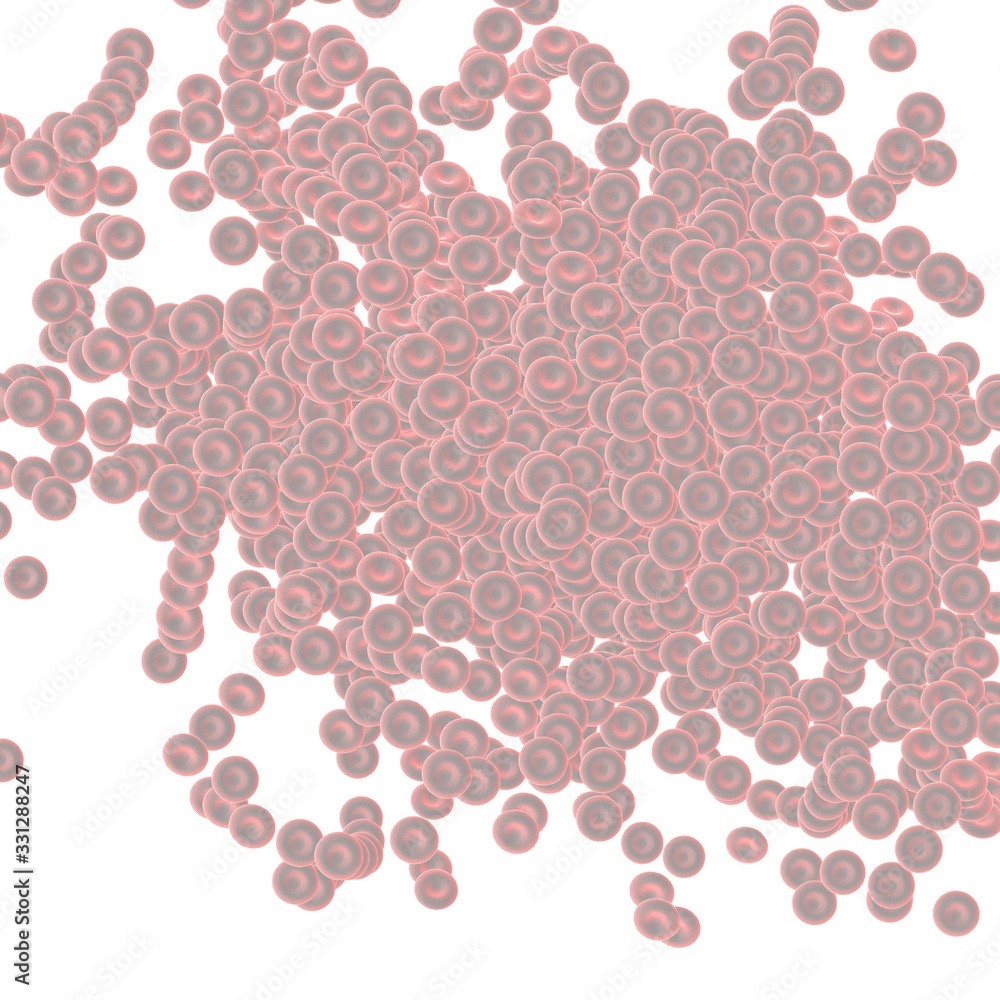 Red blood cells (red blood cells) under the microscope, 3D rendering ...