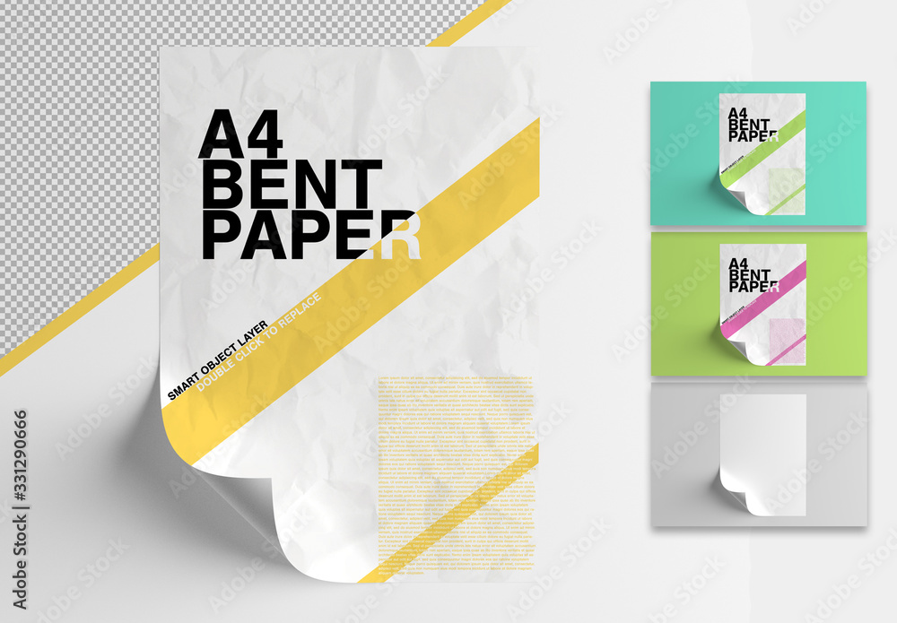 Mockup of Paper with Corner Bent Stock Template | Adobe Stock