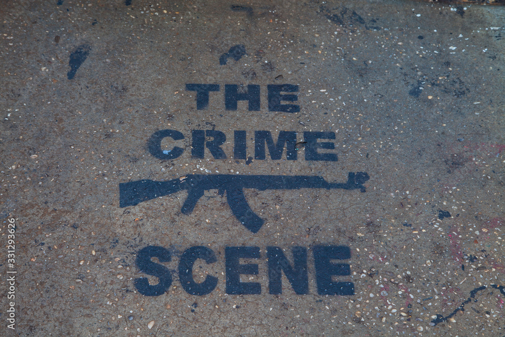 Crime scene murales paint on te wall Stock Photo | Adobe Stock
