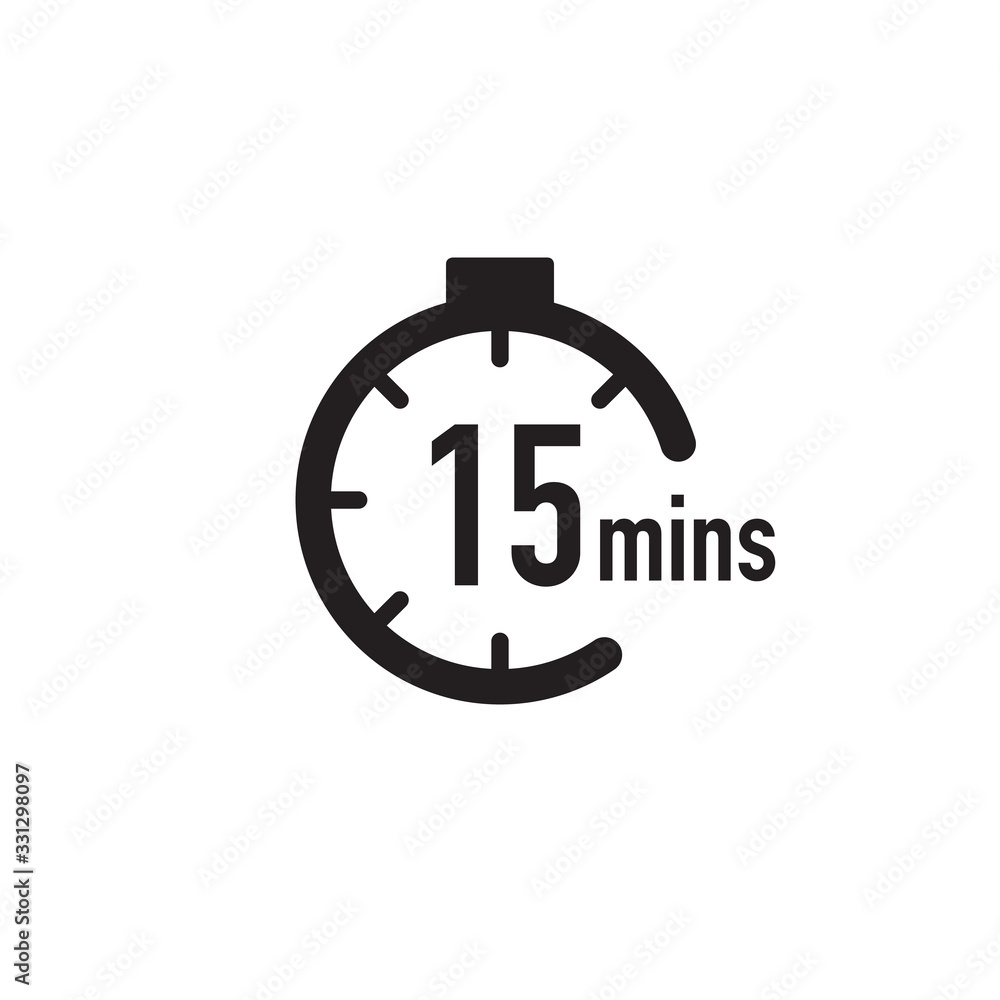 15 Minutes Timer Stopwatch Or Countdown Icon Time Measure Chronometr